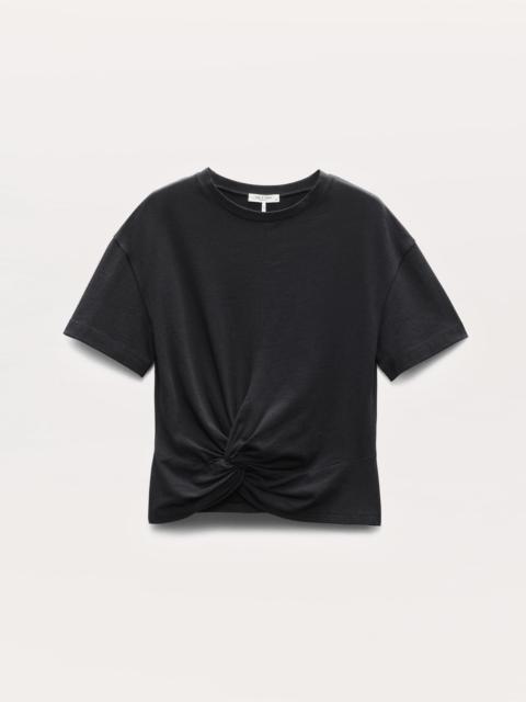 rag & bone Mica Twist-Detail Draped Cotton T-Shirt | REVERSIBLE