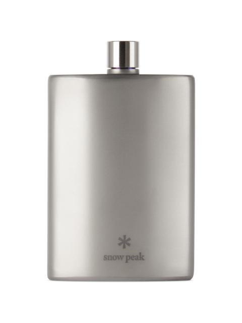 snow peak Silver Titanium Medium Flask, 4.7 fl oz | REVERSIBLE