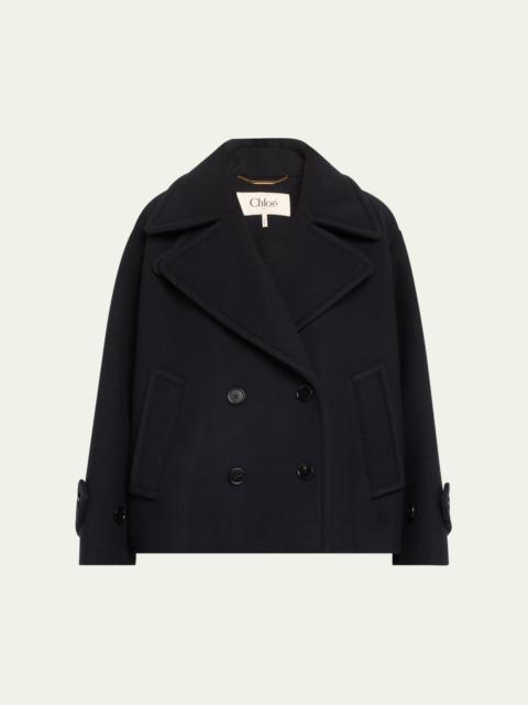 Chloé Double-Breasted Soft Wool Pea Coat | REVERSIBLE