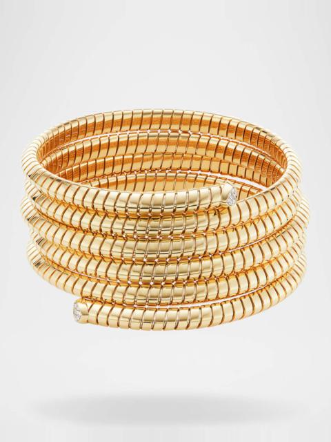 Marina B Trisolina 18k Gold Diamond 5-Row Coil Bangle, Size M | REVERSIBLE