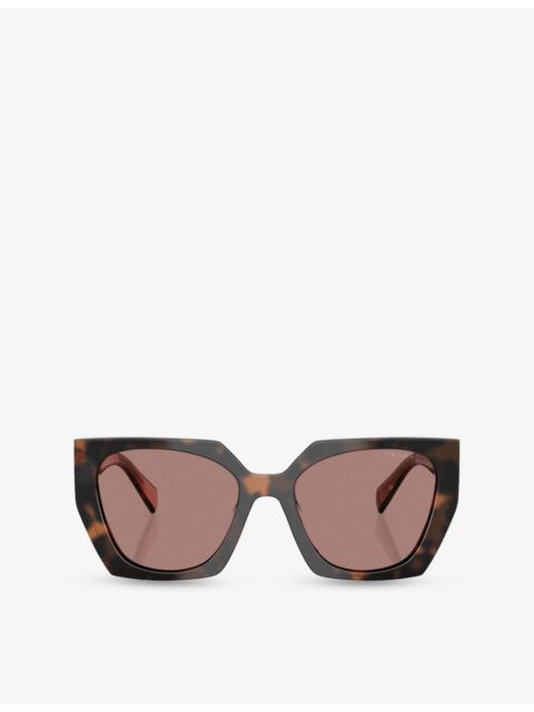 Prada PR 15WS Rectangle-Frame Tortoiseshell-Effect Acetate Sunglasses ...
