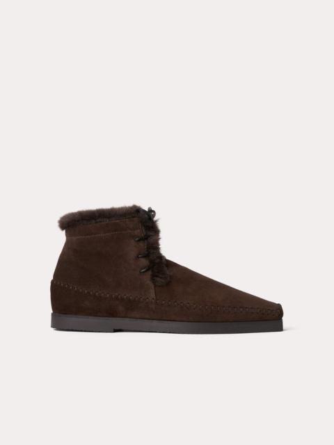 Totême The High top Shearling Moccasin saddle brown | REVERSIBLE