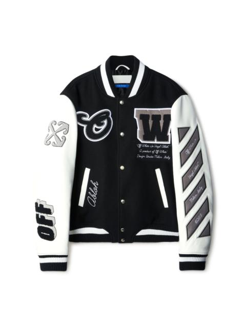 Off-White Leather Wool Varsity Jacket | REVERSIBLE