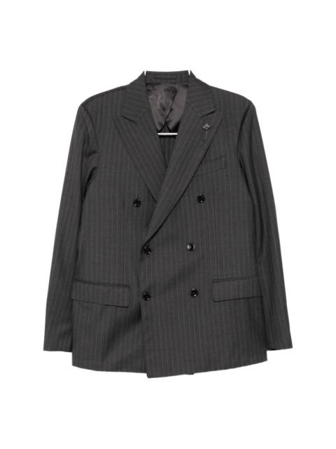 LARDINI PINSTRIPE-PATTERN DOUBLE-BREASTED SUIT | REVERSIBLE