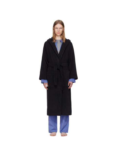 TEKLA Black Terry Hooded Bathrobe | REVERSIBLE