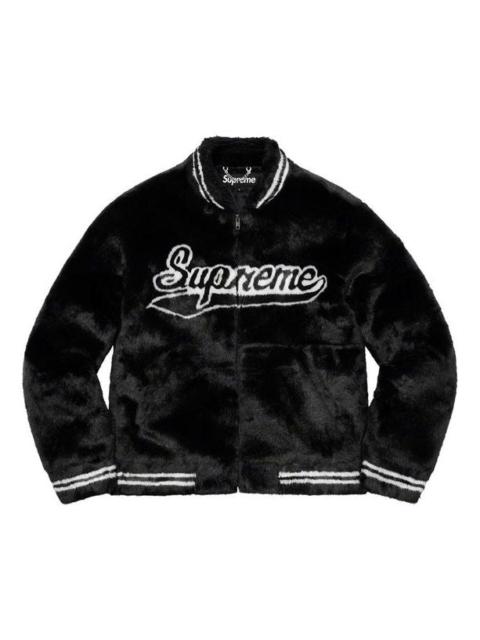 Supreme Supreme Faux Fur Varsity Jacket 'Black White' SUP-SS20-024 ...
