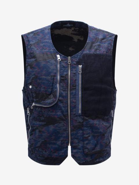 Stone Island Shadow Project Blue Dévoré Utility Vest | REVERSIBLE