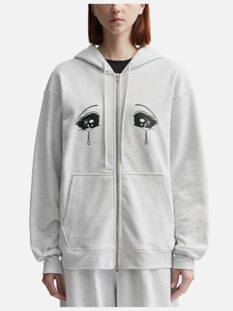 pushBUTTON GRAY CRYING EYE ZIP-UP HOODIE | REVERSIBLE