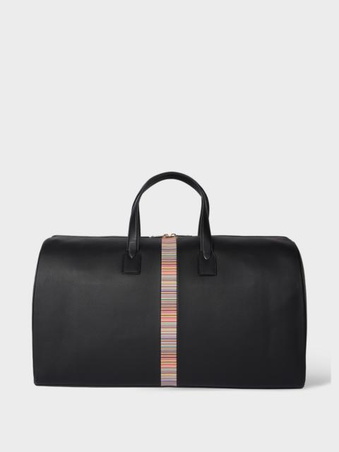 Paul Smith Black Leather 'Signature Stripe' Trim Holdall | REVERSIBLE