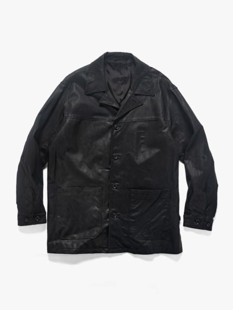 YOKE Goat Leather Car Coat Black | REVERSIBLE