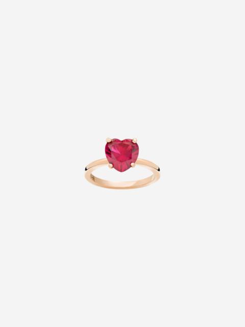 DoDo Rose Gold & Synthetic Ruby Heart Ring | REVERSIBLE