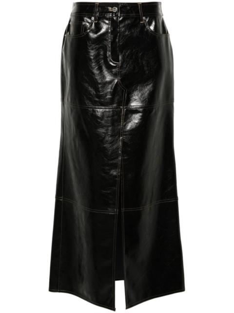 STAND STUDIO Francie patent midi shirt | REVERSIBLE