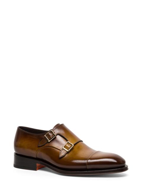 Santoni Dithered Double Monk Strap Shoe | REVERSIBLE