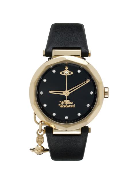 Vivienne Westwood Black & Gold Poplar Watch | REVERSIBLE