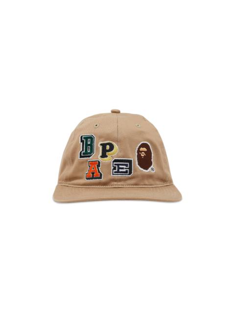A BATHING APE® BAPE Multi Fonts Patch Panel Cap 'Beige' | REVERSIBLE
