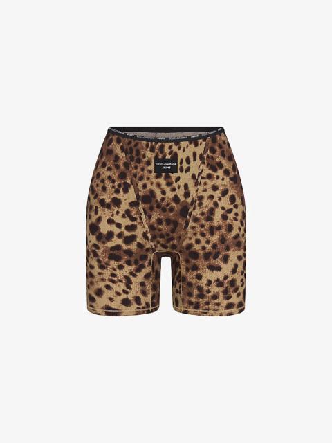 SKIMS Dolce & Gabbana x SKIMS leopard-print ribbed stretch-cotton boxer ...