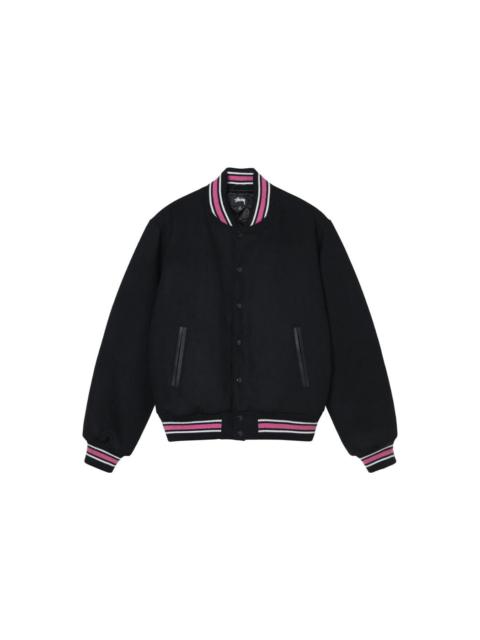 Stüssy Stussy S Talk Melton Varsity Jacket 'Black' 115665 | REVERSIBLE