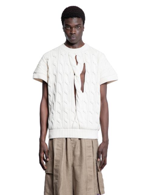 HED MAYNER Cut-Out-Cable-Knit-Gilet | REVERSIBLE