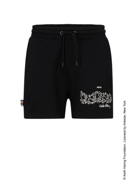 BOSS BOSS X KEITH HARING GENDER-NEUTRAL SHORTS IN COTTON-BLEND TERRY ...