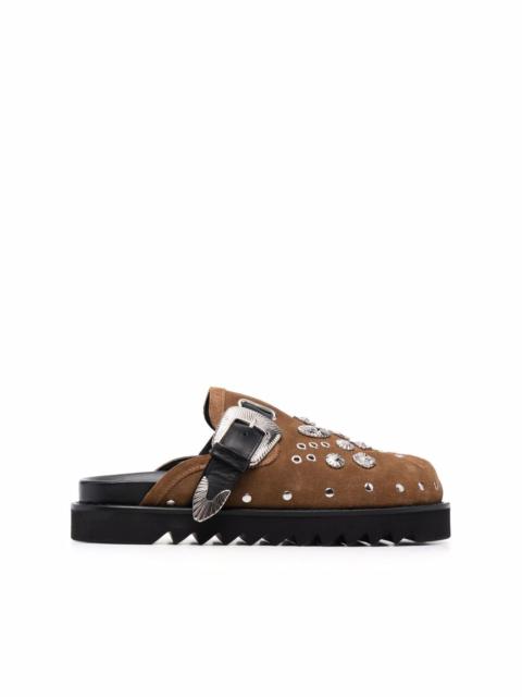 TOGA VIRILIS stud-embellished buckled clogs | REVERSIBLE