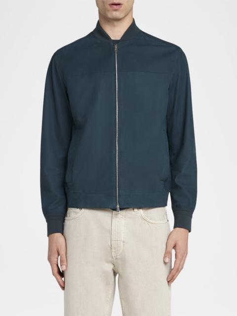 ZEGNA Men's Second Skin Leather Full-Zip Blouson | REVERSIBLE
