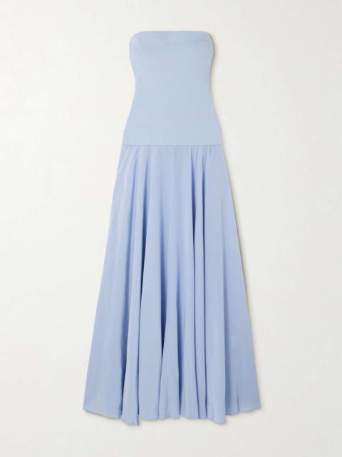 ESSE Studios Illi strapless stretch-knit and silk-crepe maxi dress Blue | REVERSIBLE