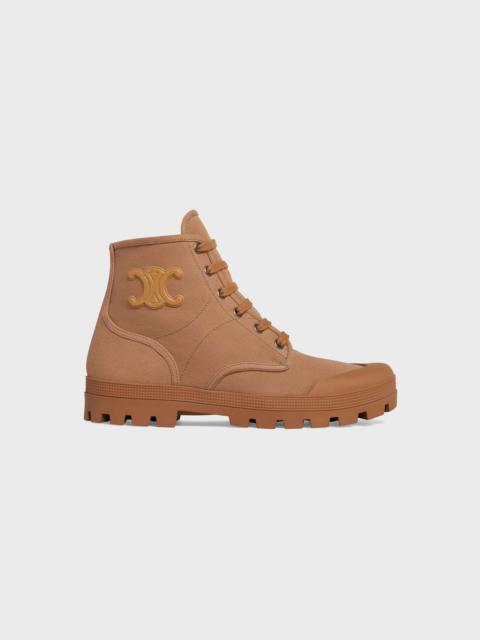 CELINE PATAPANS LACE UP BOOT WITH TRIOMPHE PATCH in CANVAS | REVERSIBLE