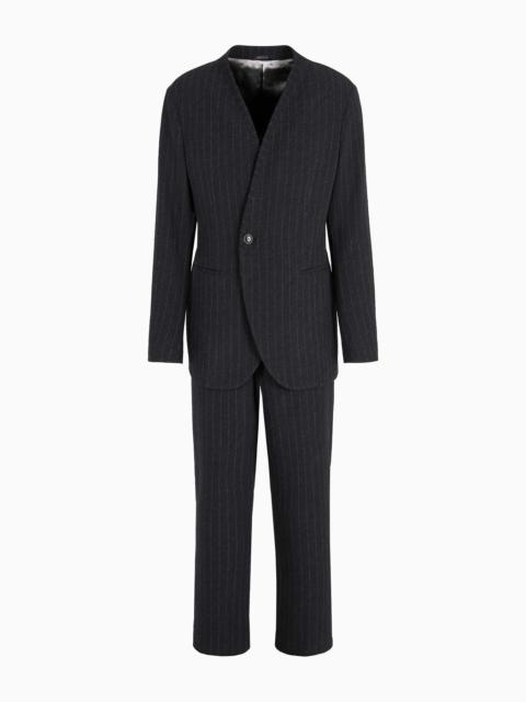 GIORGIO ARMANI Upton Line single-breasted suit in pinstriped jacquard ...