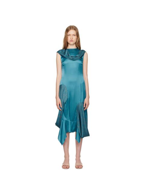 J.Kim Blue Basque Vaza Midi Dress | REVERSIBLE