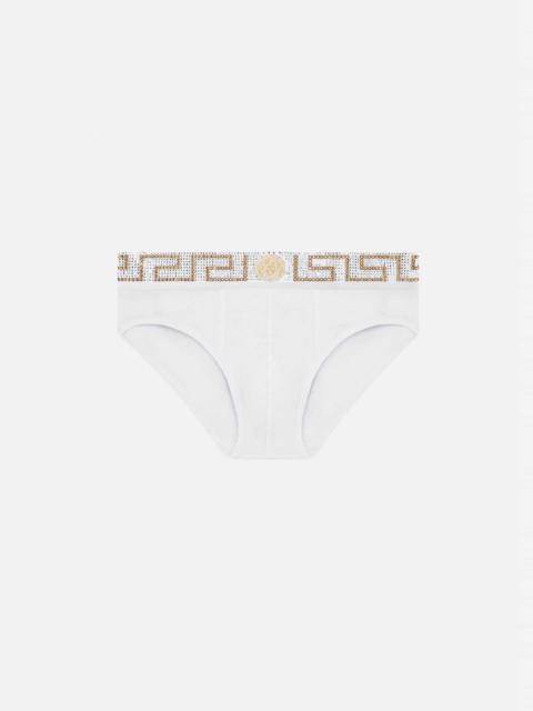 VERSACE Crystal Greca Border Low Rise Briefs | REVERSIBLE