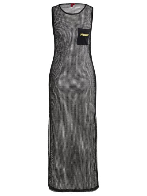 HUGO SLEEVELESS DRESS IN NET MESH WITH LOGO EMBROIDERY | REVERSIBLE