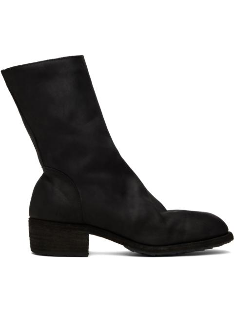 Yohji Yamamoto Black Guidi Edition Side Zip Mid Boots | REVERSIBLE