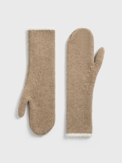 Totême Contrast-edge mittens soft camel | REVERSIBLE