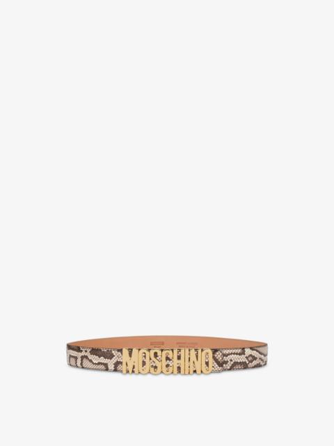 Moschino LETTERING LOGO PYTHON PRINT BELT | REVERSIBLE