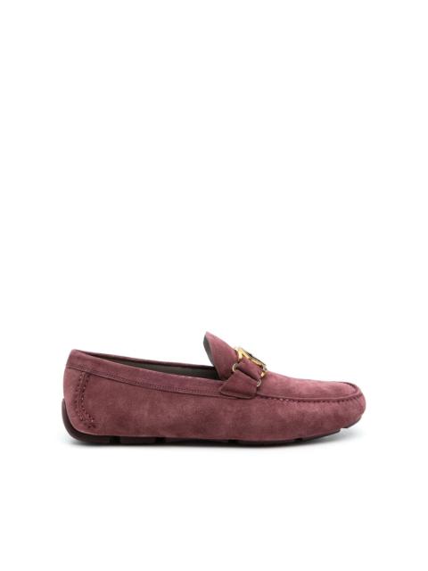 FERRAGAMO monogram-plaque suede loafers | REVERSIBLE