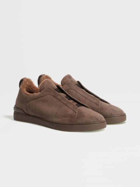 ZEGNA GREYISH BROWN SUEDE TRIPLE STITCH™ SNEAKERS | REVERSIBLE