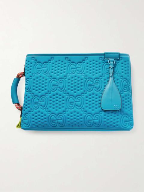 GUCCI Diver Leather-Trimmed Logo-Embossed Shell Pouch | REVERSIBLE