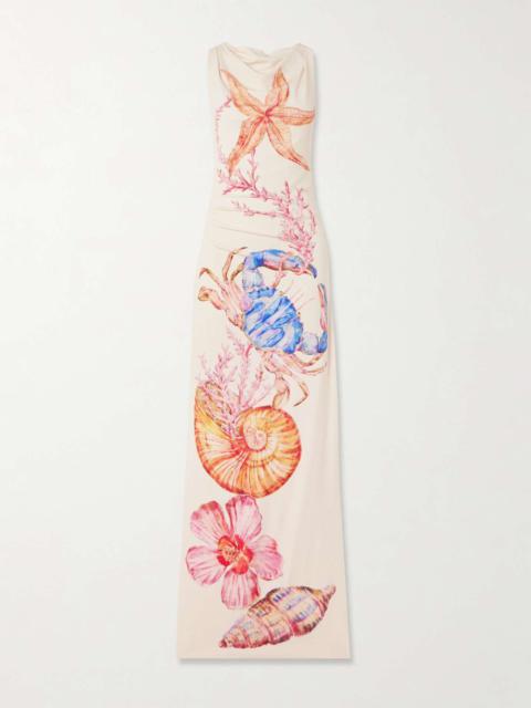 REBECCA VALLANCE By The Bay printed stretch-jersey halterneck maxi ...