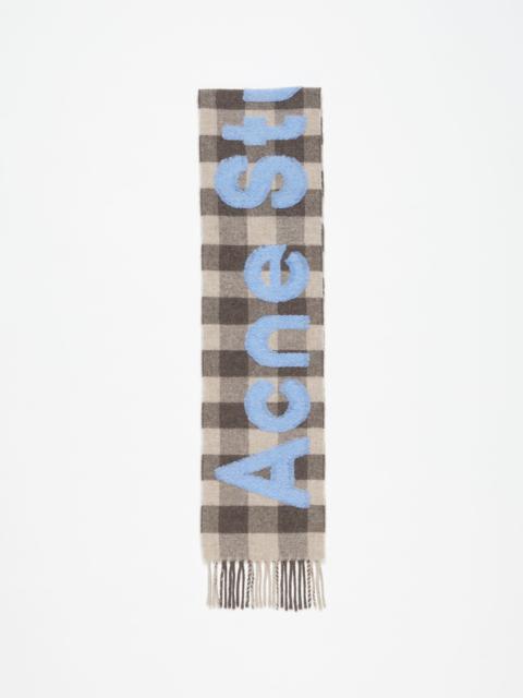 Acne Studios Check logo scarf - Narrow - Brown/blue | REVERSIBLE