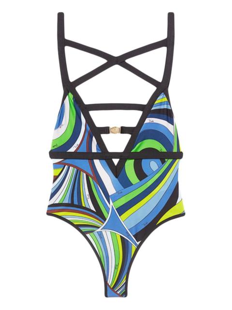 PUCCI wave-print stretch-design swimsuit | REVERSIBLE