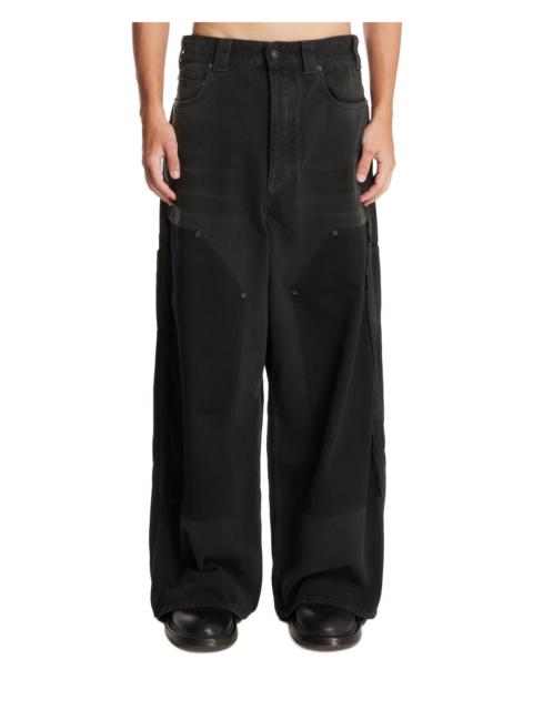BALENCIAGA Black Baggy Ripped Off Pants | REVERSIBLE