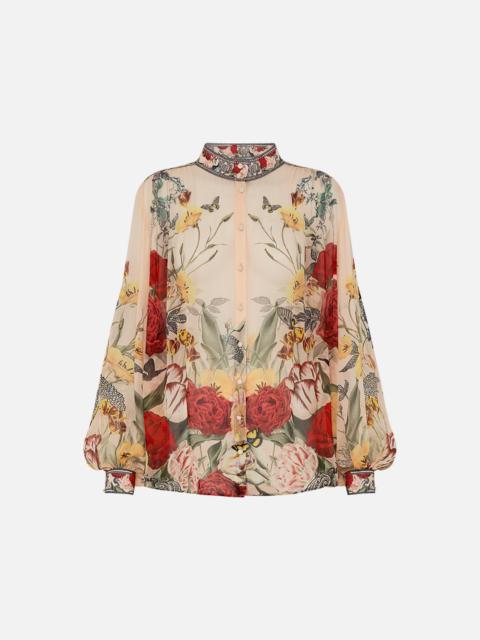 CAMILLA HIGH NECK BUTTON THROUGH BLOUSE | REVERSIBLE