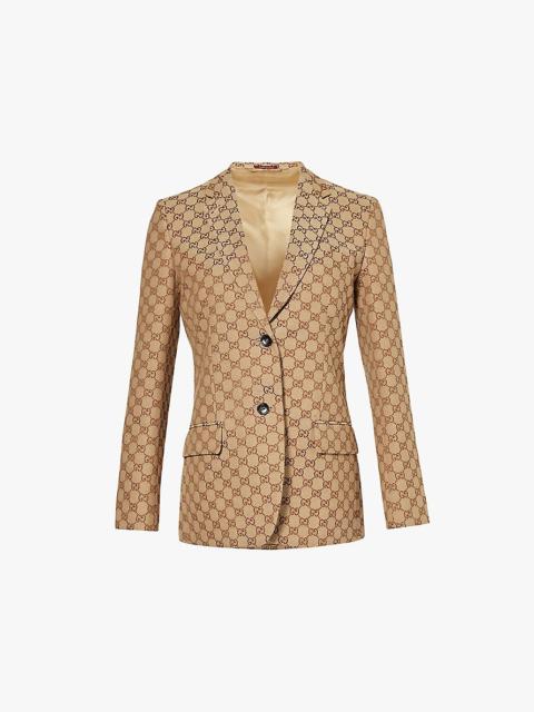 GUCCI Monogram-print slim-fit cotton-blend blazer | REVERSIBLE