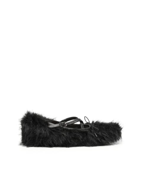 Simone Rocha faux-fur ballet flats | REVERSIBLE
