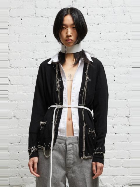 R13 CHAIN EMBELLISHED CARDIGAN - BLACK | REVERSIBLE