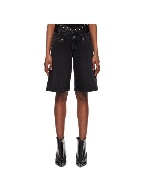 ALL–IN Black Double Denim Shorts | REVERSIBLE