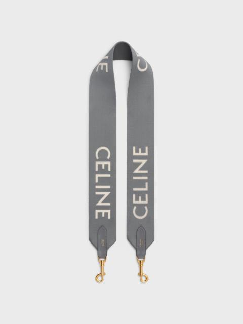 CELINE Long Strap in Wool with Celine jacquard | REVERSIBLE