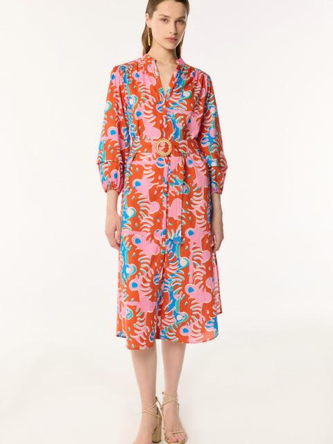 Poupette St Barth Long Dress Cathy - Red Geo Afro | REVERSIBLE