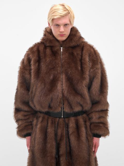 LU'U DAN Brown Fur Yeti Outlaw Hoodie | REVERSIBLE