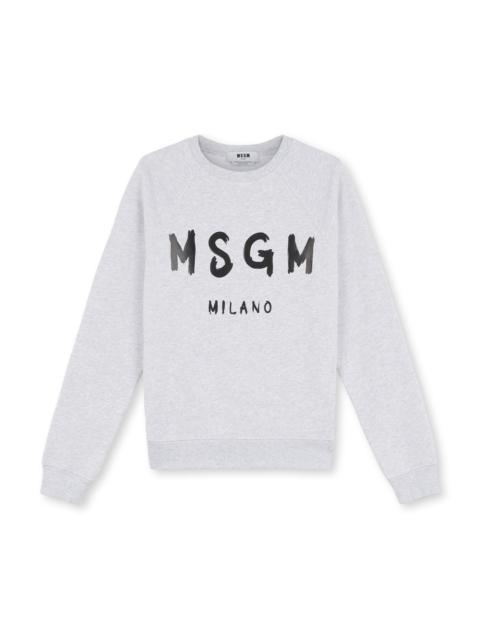 MSGM Crew neck cotton sweatshirt with a brushed logo | REVERSIBLE